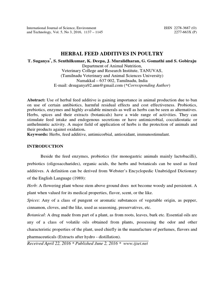 Herbal Feed Additives in Poultry | PDF | Herbalism | Antioxidant