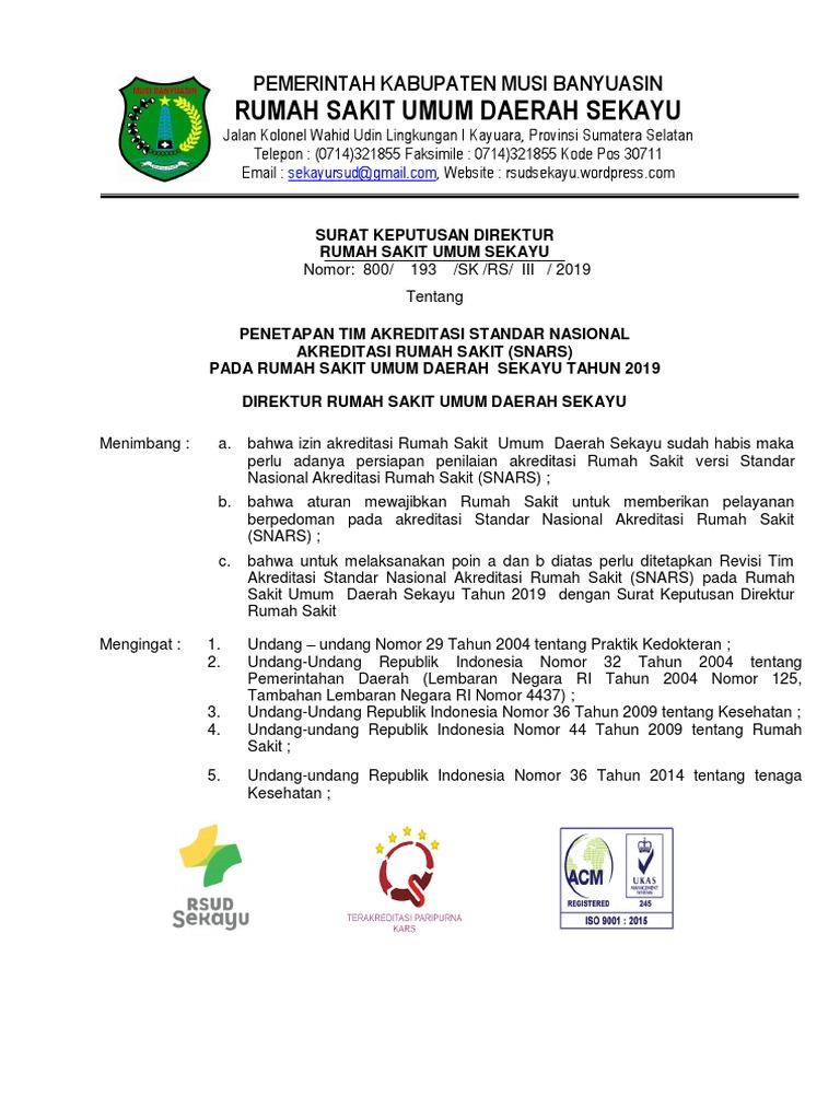 Sk. Tim Akreditasi Snars BR PDF | PDF
