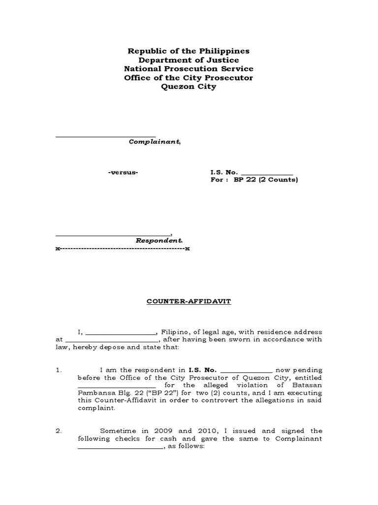 Counter-Affidavit BP22 | Affidavit | Notary Public