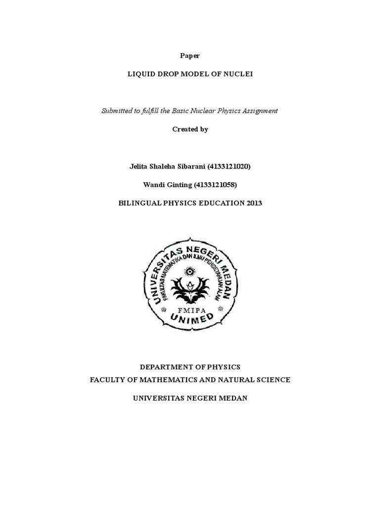 Modeling the Nucleus: An Analysis of the Liquid Drop Model | PDF ...