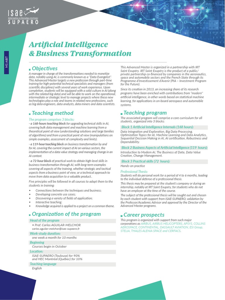 AI and Business Transformation Master Program | PDF | Artificial ...