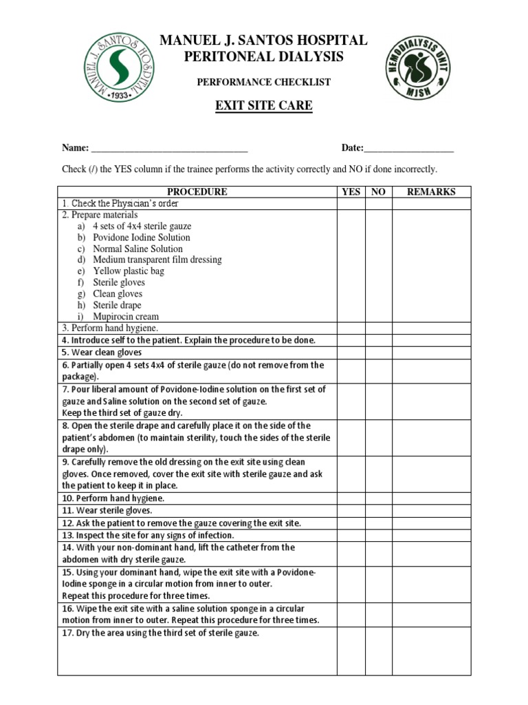 PD Checklist2 | PDF | Health Care | Health Sciences