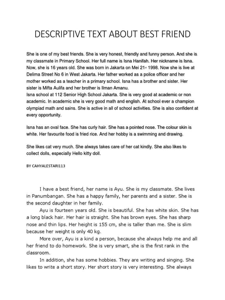 Descriptive Text About Best Friend | PDF