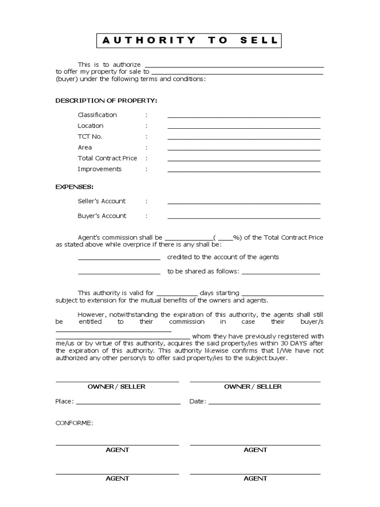 Authority To Sell - Philippines | PDF