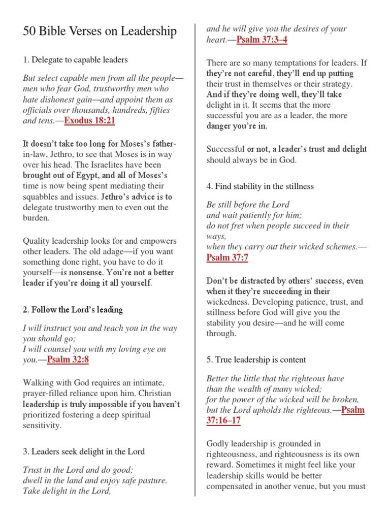 50 Bible Verses On Leadership | PDF | John The Baptist | Christianity