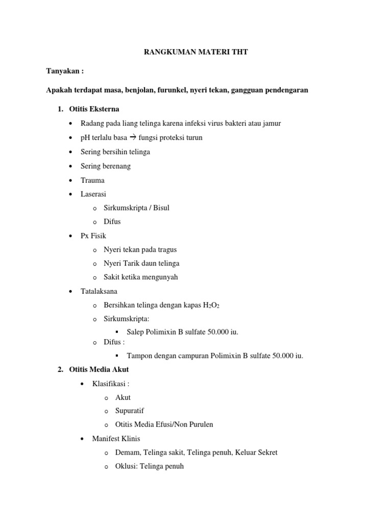 Rangkuman Materi THT | PDF