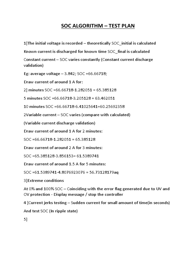 SOC Algorithm Test Plan Overview | PDF