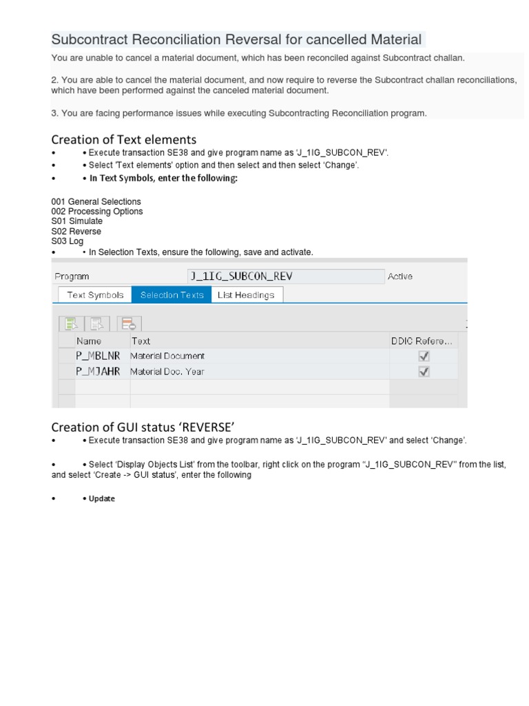 Subcontracting Reconcilliation Reversal | PDF | Computers