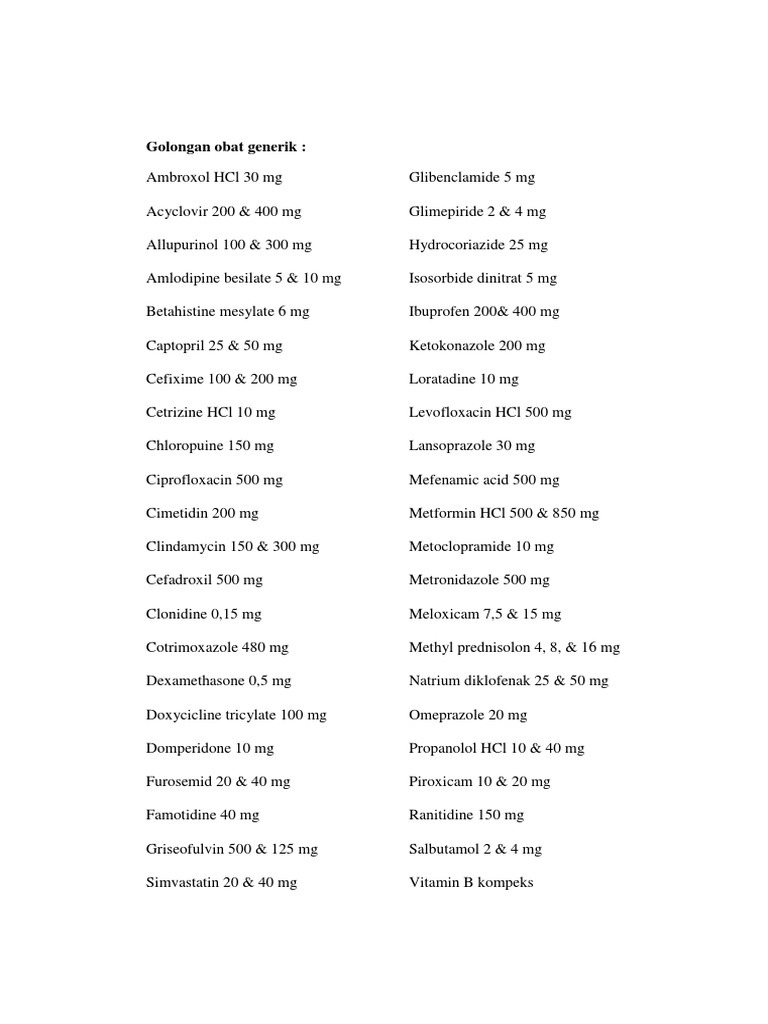 Daftar Gol Obat | PDF | Narkoba | Senyawa Organik