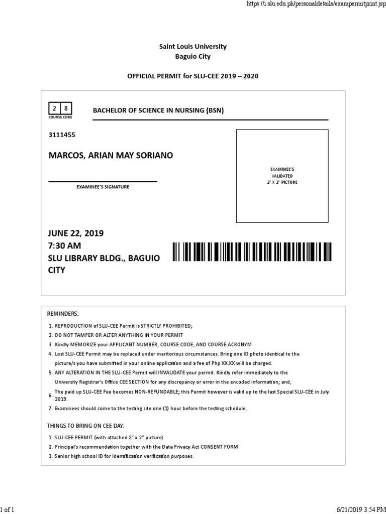 Marcos, Arian May Soriano: Saint Louis University Baguio City OFFICIAL ...