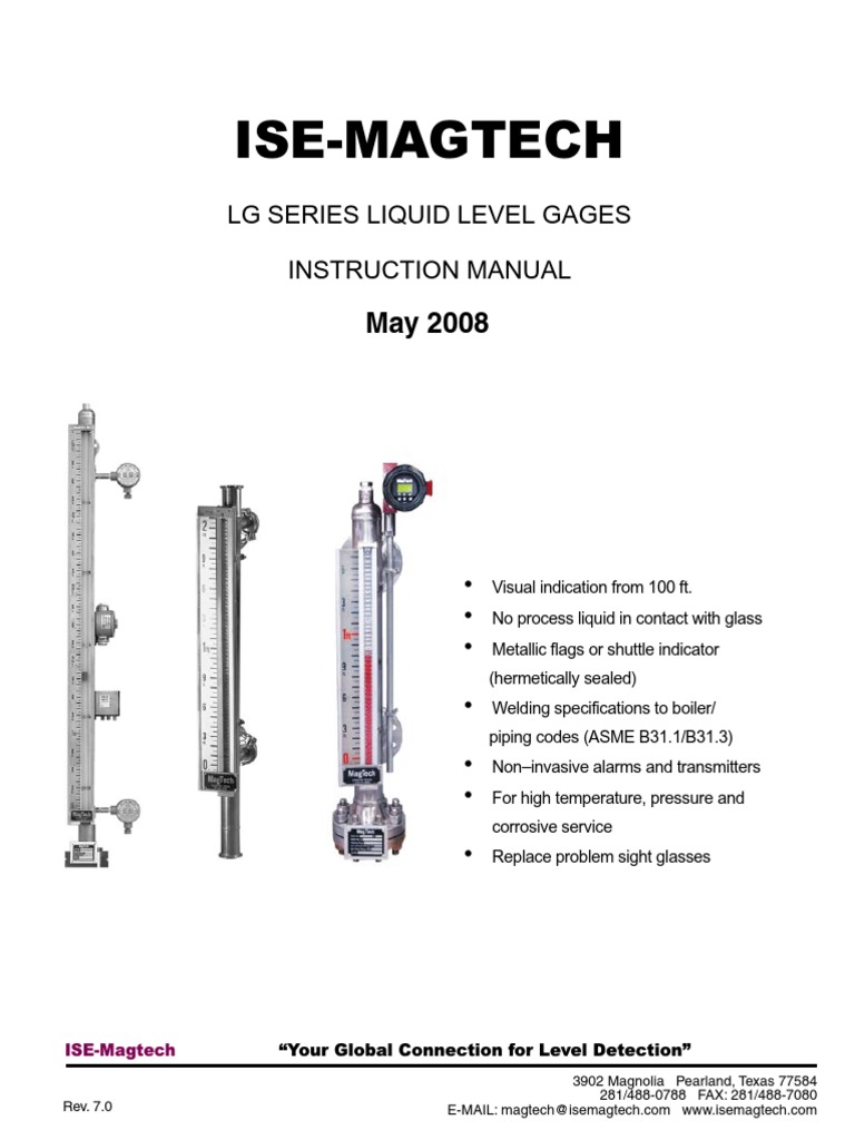 Ise-Magtech: LG Series Liquid Level Gages Instruction Manual | PDF ...