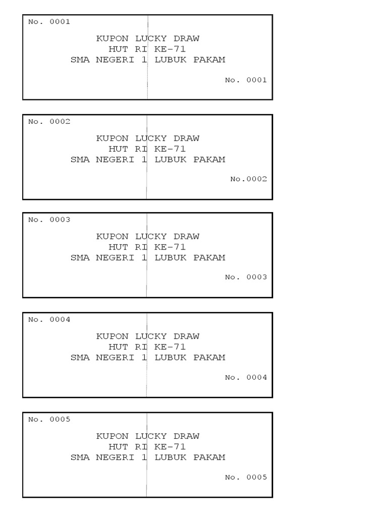 Kupon Lucky Draw 1 | PDF