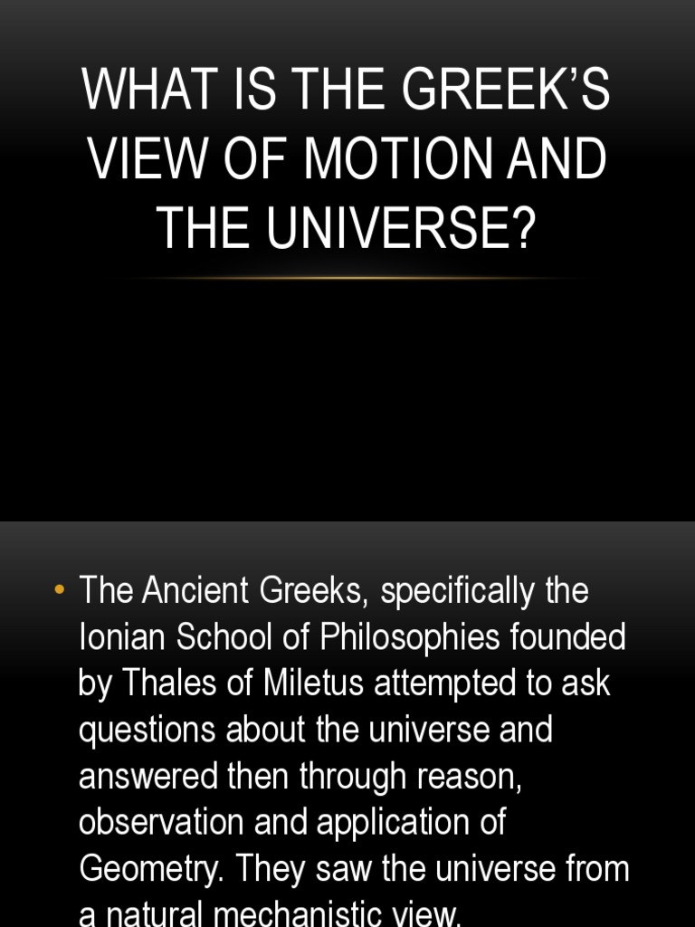 What Is The Greek'S View of Motion and The Universe? | PDF | Universe ...