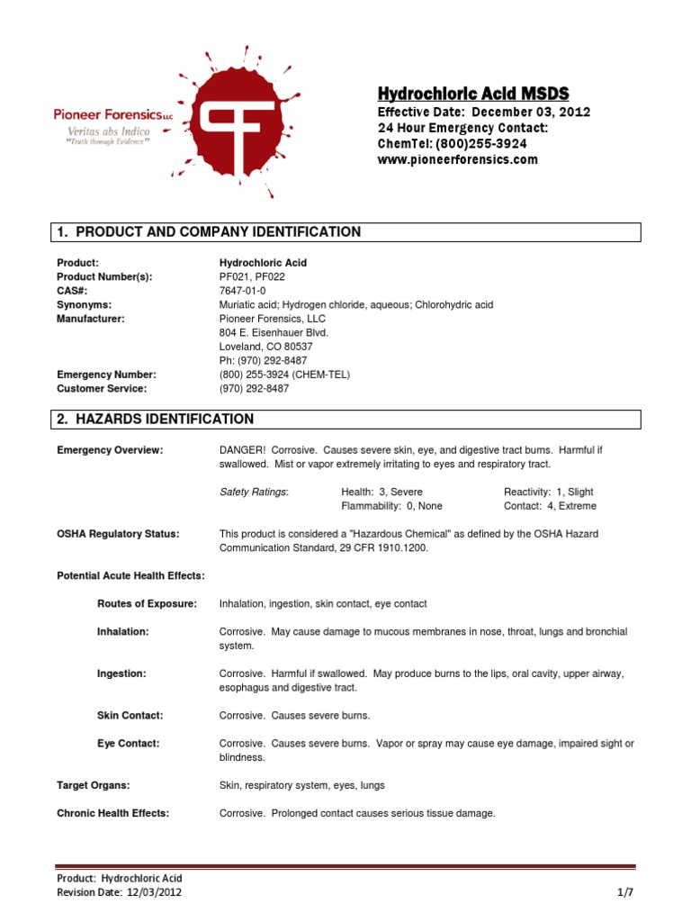 MSDS | PDF | Chlorine | Personal Protective Equipment