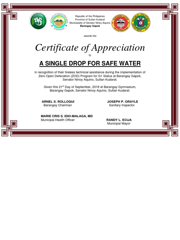 Cert For Single Drop | PDF