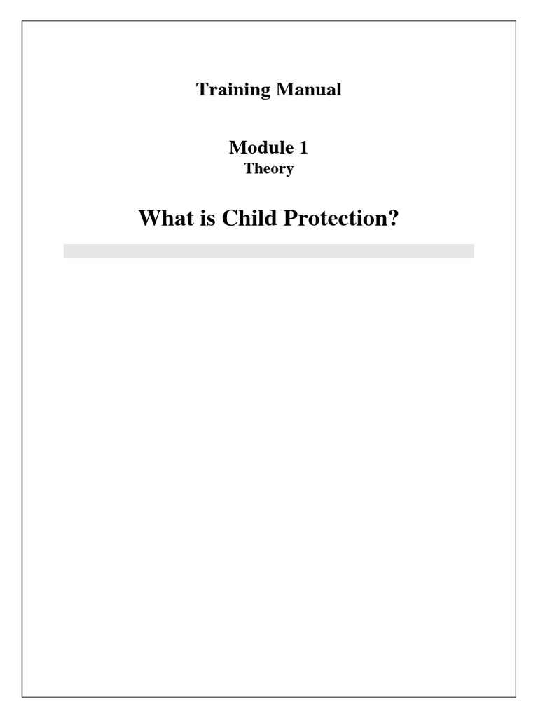 What Is Child Protection?: Training Manual | PDF | Child Protection ...