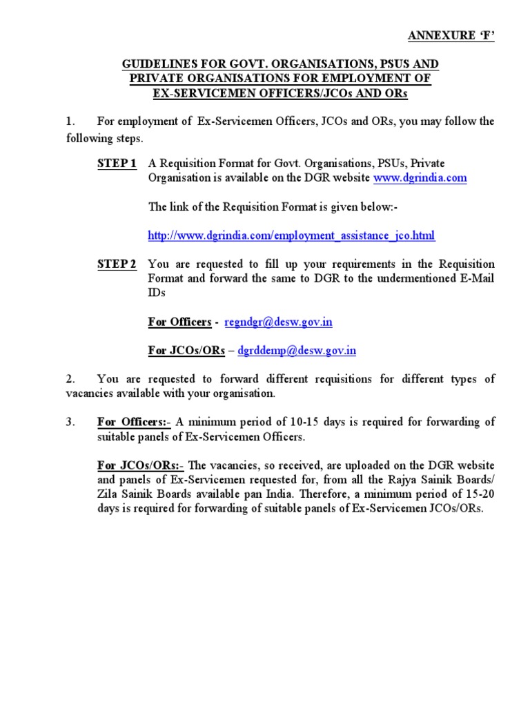 Guidelines For Govt PSU Private Organisation | PDF