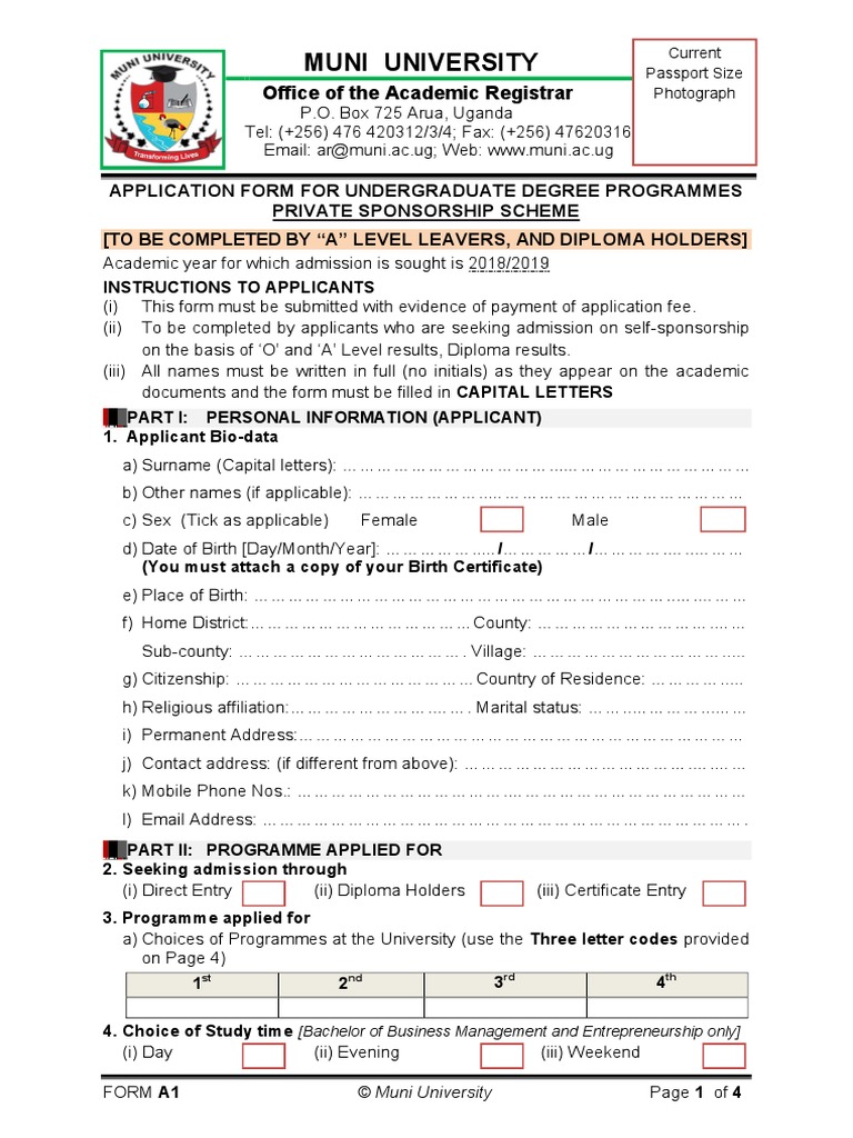 Muni University: Office of The Academic Registrar | PDF | Diploma ...