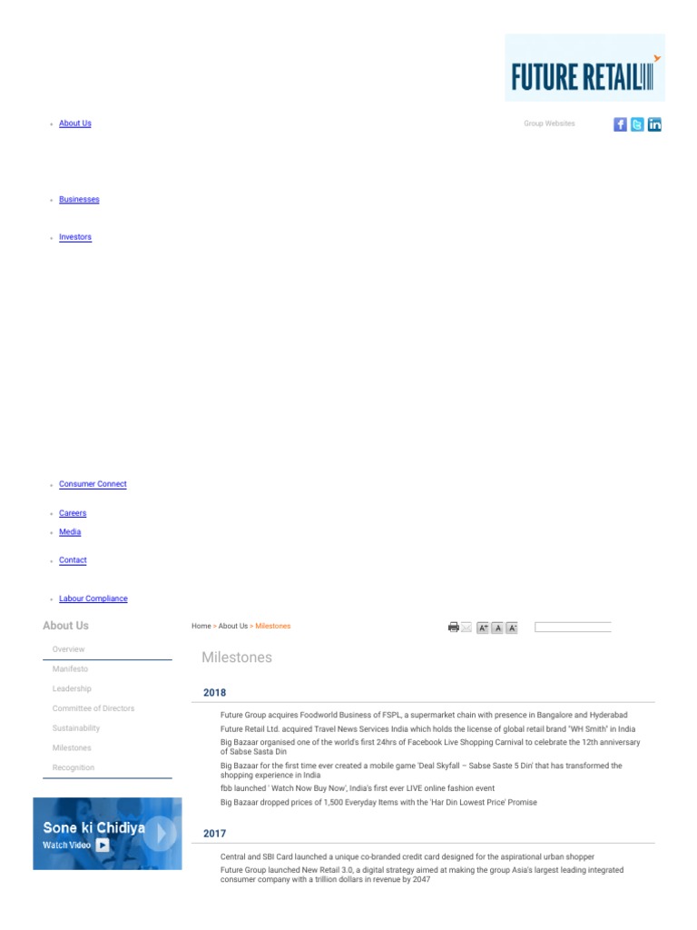 Milestones - Future Retail PDF | PDF | Retail | Loyalty Program