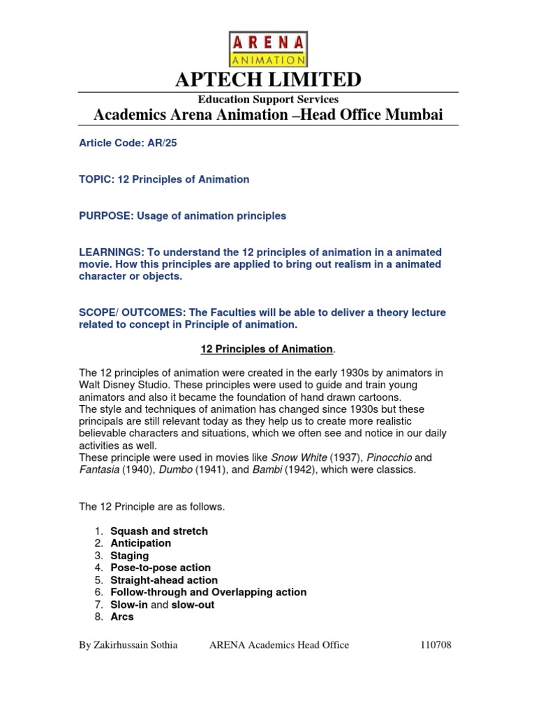 12 Principles of Animation 1 | PDF | Animation | Drawing