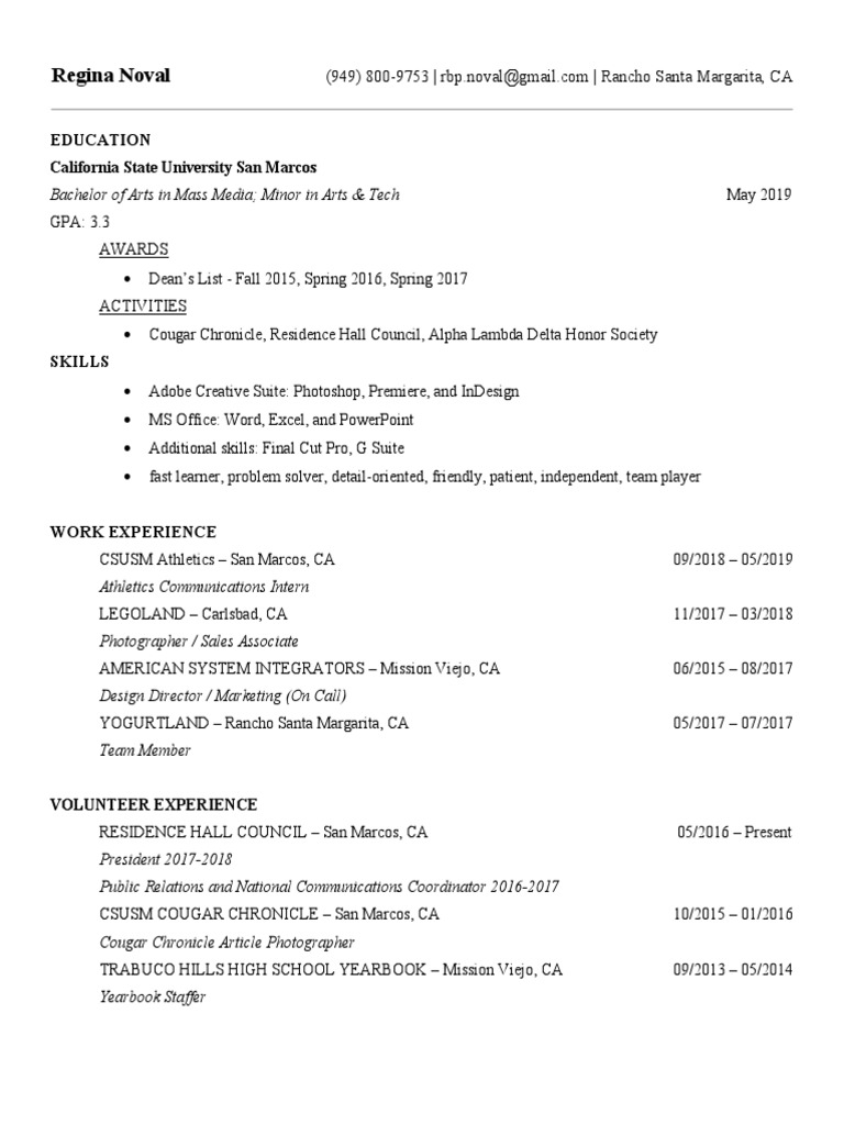 Regina Noval: Education | PDF