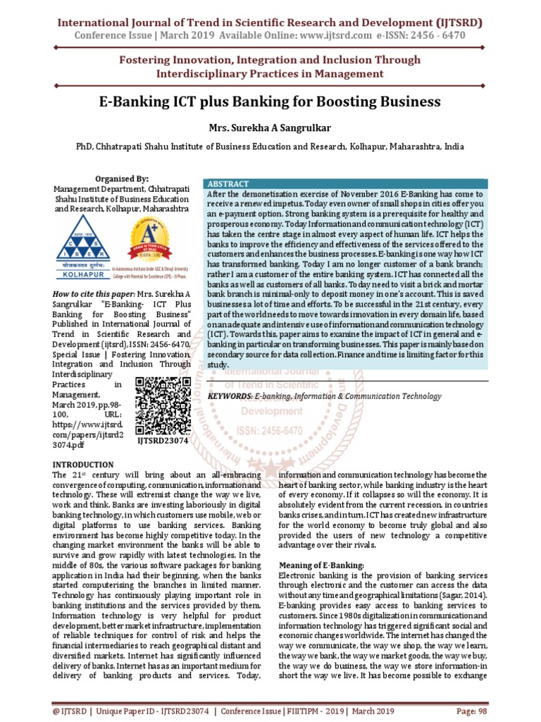 E Banking ICT Plus Banking For Boosting Business | PDF | Online Banking ...