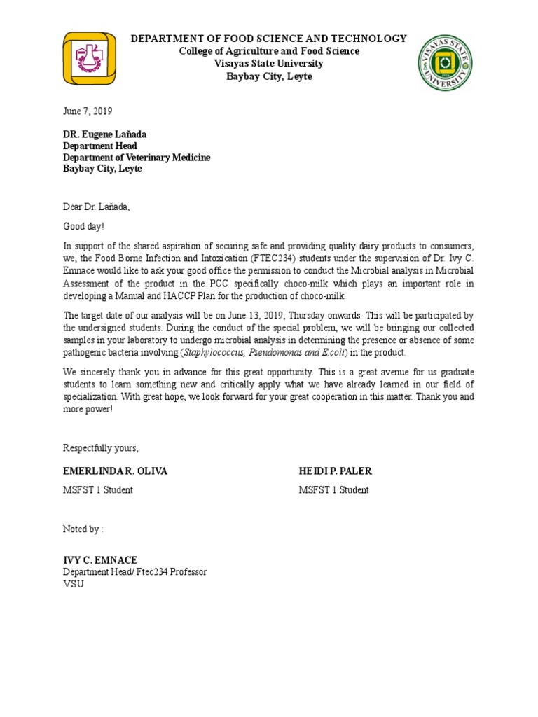 Department of Food Science and Technology College of Agriculture and ...