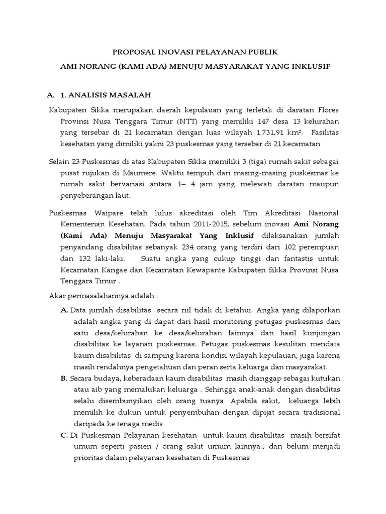 Proposal Inovasi Pelayanan Publik | PDF