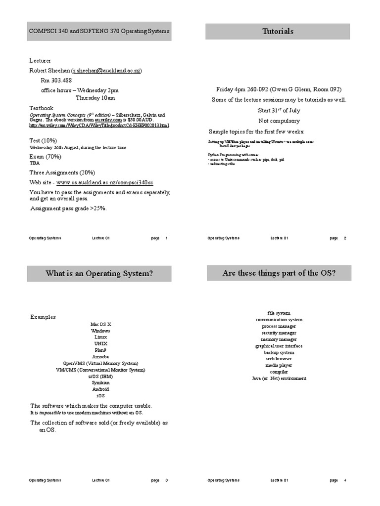 Tutorials: Operating System Concepts (9 Edition) - Silberschatz, Galvin ...