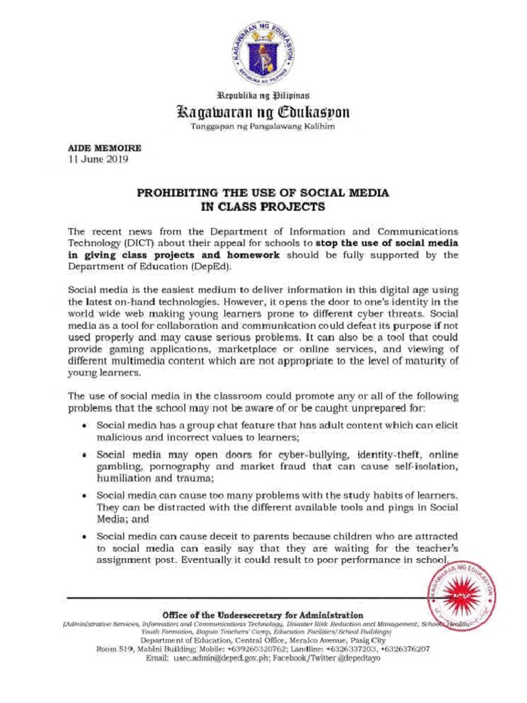 Deped Memo On Social Media Use P1