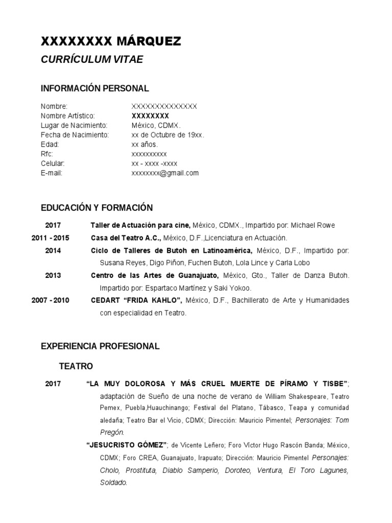 Ejemplo de Curriculum Vitae | Ciudad de México | Prueba gratuita de 30 ...