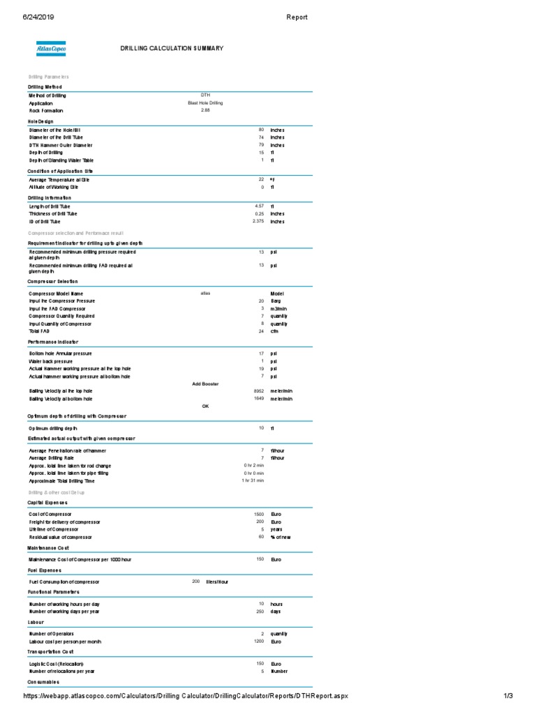Drilling Calculation Summary | PDF | Drilling Rig | Drilling