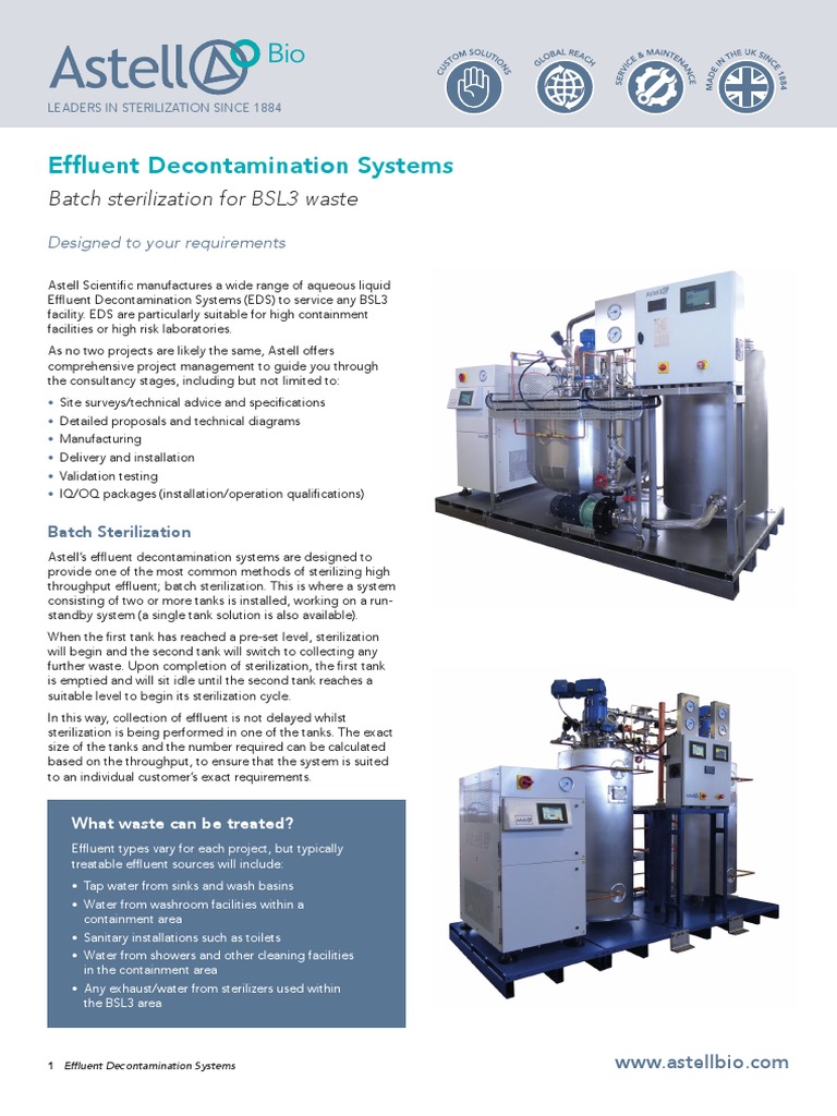 Effluent Decontamination Systems: Batch Sterilization For BSL3 Waste ...