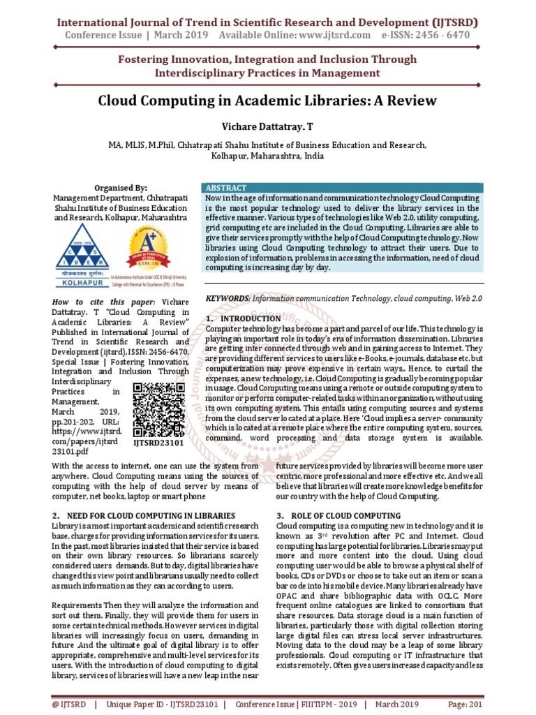 Cloud Computing in Academic Libraries A Review | PDF | Cloud Computing | Libraries