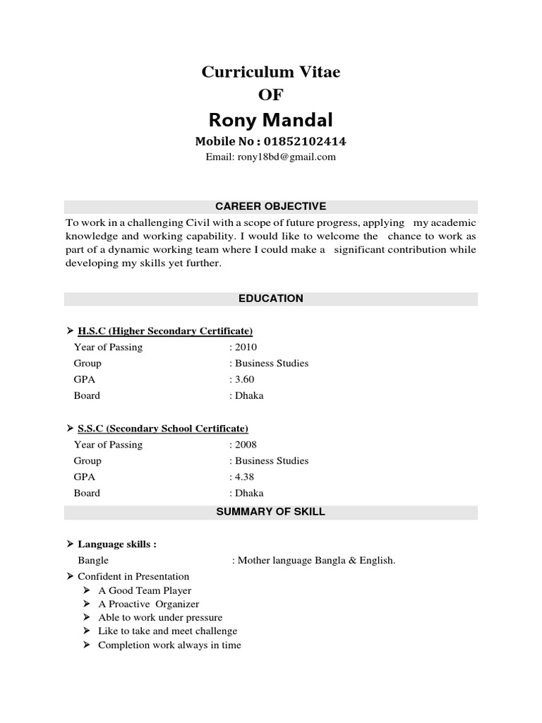 Rony Mandal: Curriculum Vitae OF | PDF | Learning | Behavior Modification