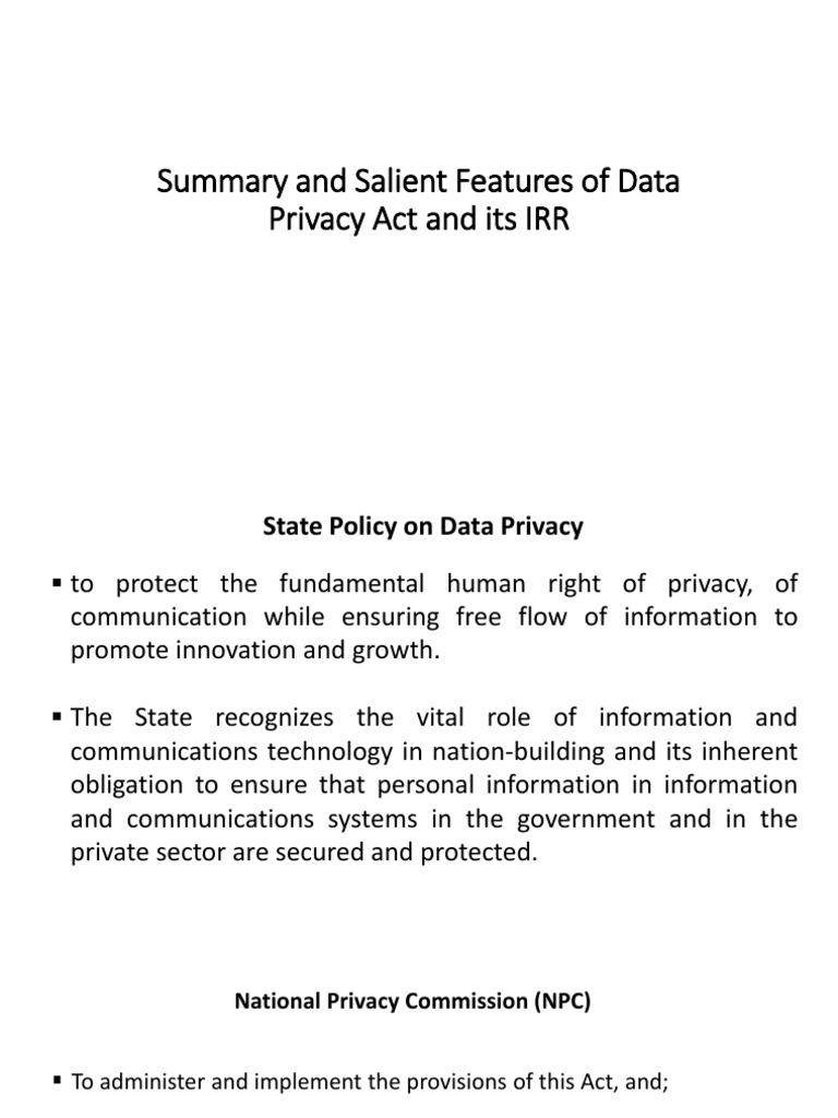 Summary and Salient Features of Data Privacy Act | Personally ...