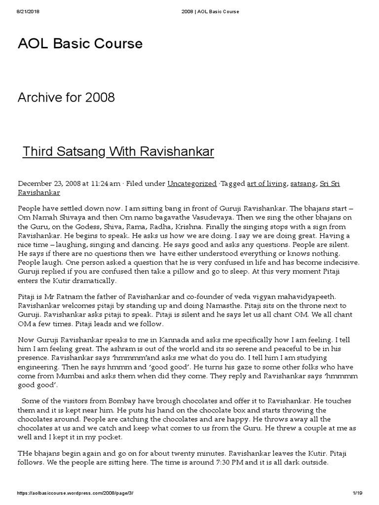 2008 - AOL Basic Course | PDF | Breathing | Asana