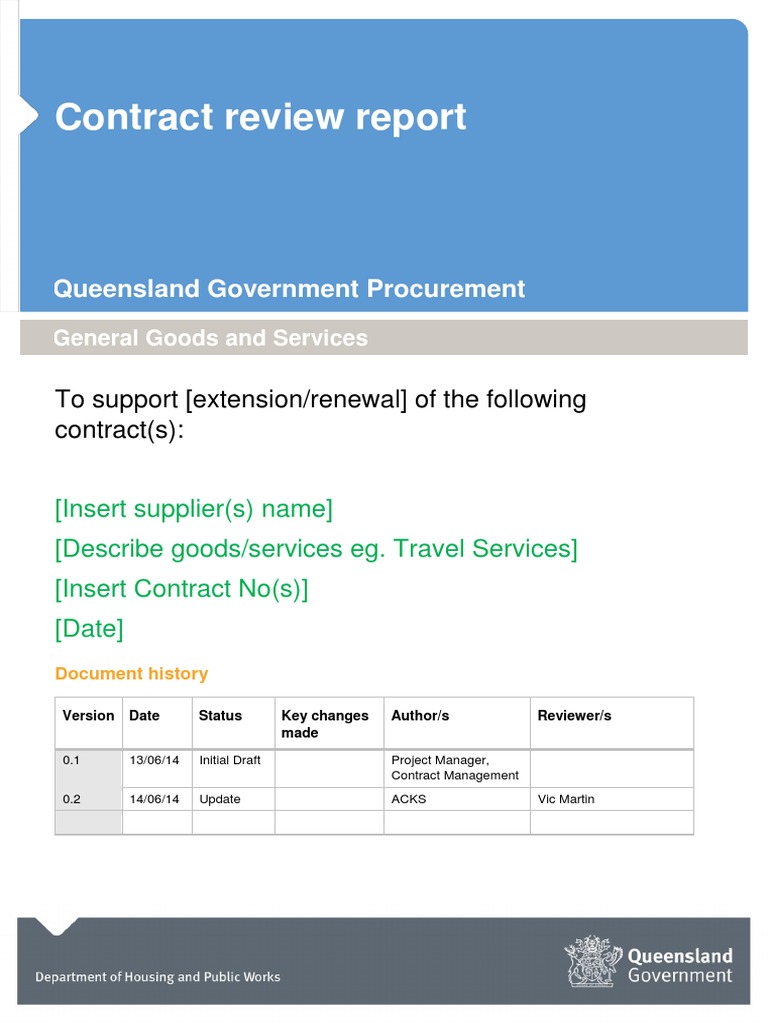 Contract Review Report Template | Download Free PDF | Performance ...