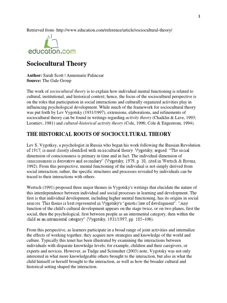 The Historical Roots of Sociocultural Theory | PDF | Constructivism ...