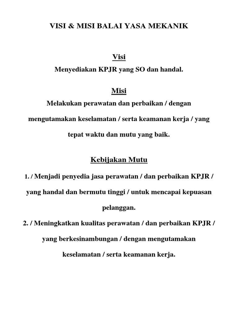 Visi Misi Bymek | PDF