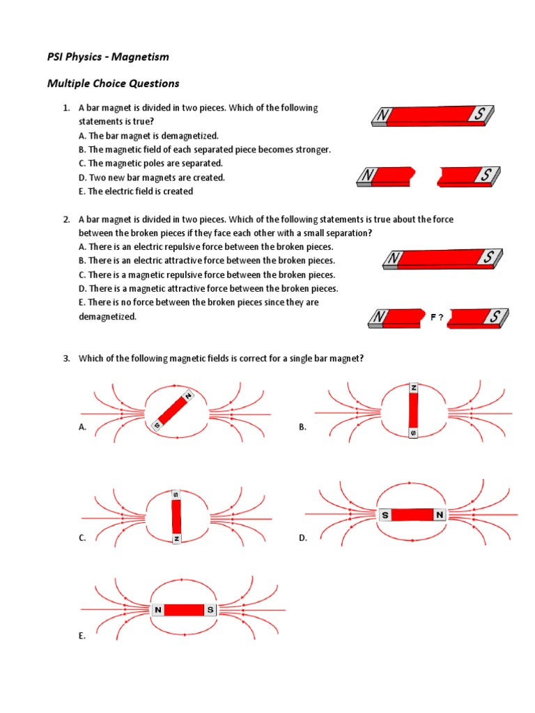 Chapter 10 Magnetism Multiple Choice1 | PDF | Magnetic Field | Force