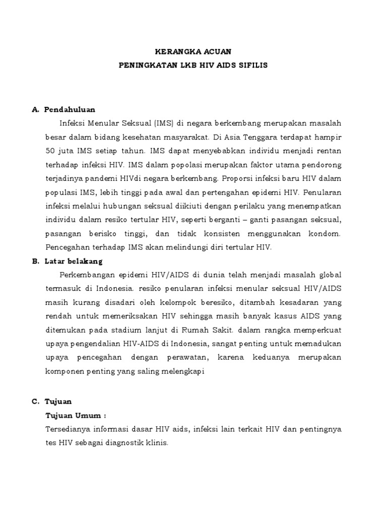 Kerangka Acuan Peningkatan LKB Hiv Aids Sifilis | PDF
