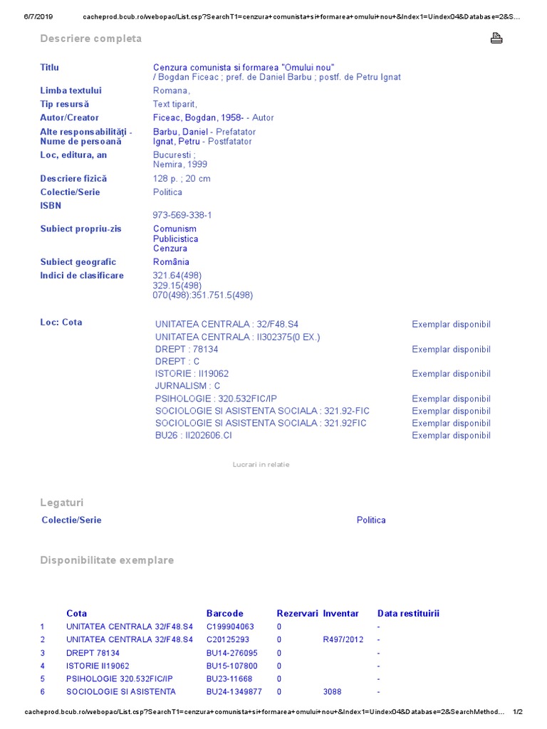 Descriere Completa: Cenzura Comunista Si Formarea "Omului Nou" | PDF