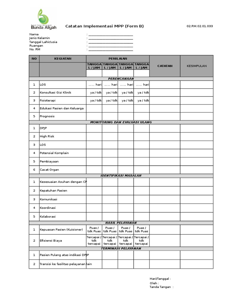 MPP Form A Dan B | PDF