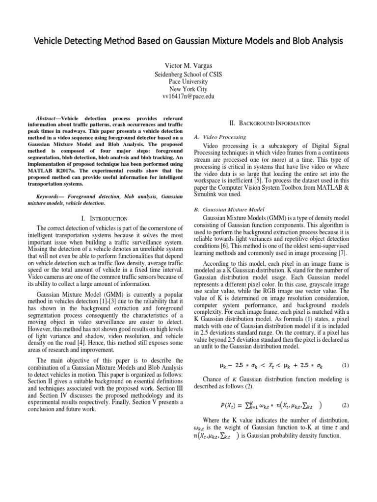 Vehicle Counting Method Based On Gaussian Mixture Models and Blob Analysis | PDF | Image ...