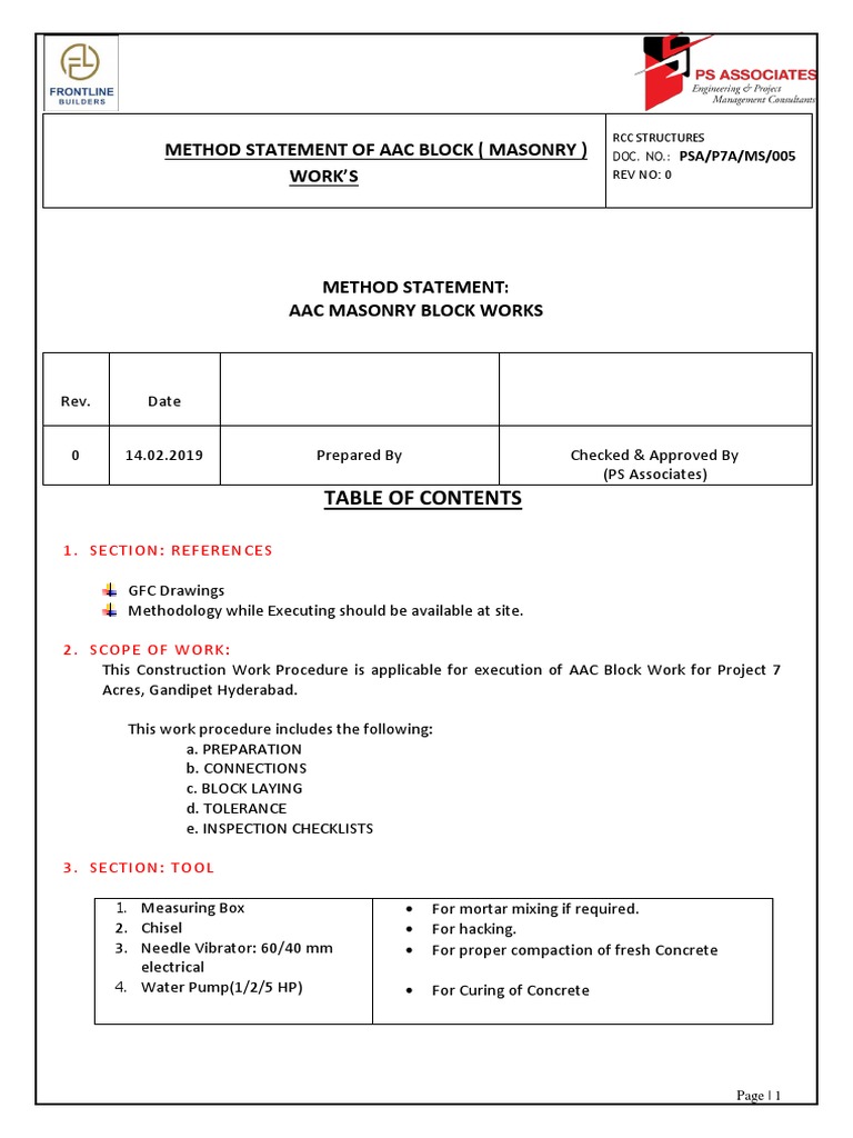 Block Work Masonry Methodology | PDF | Masonry | Concrete