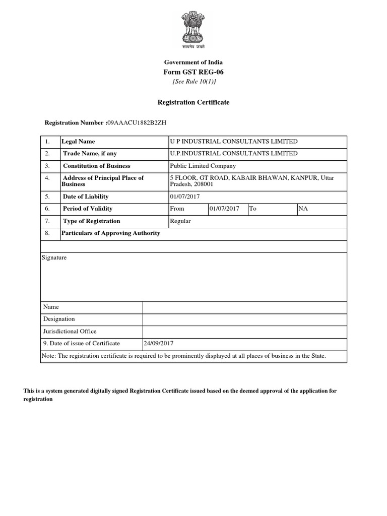 GST Registration Certificate | Download Free PDF | Justice | Crime ...