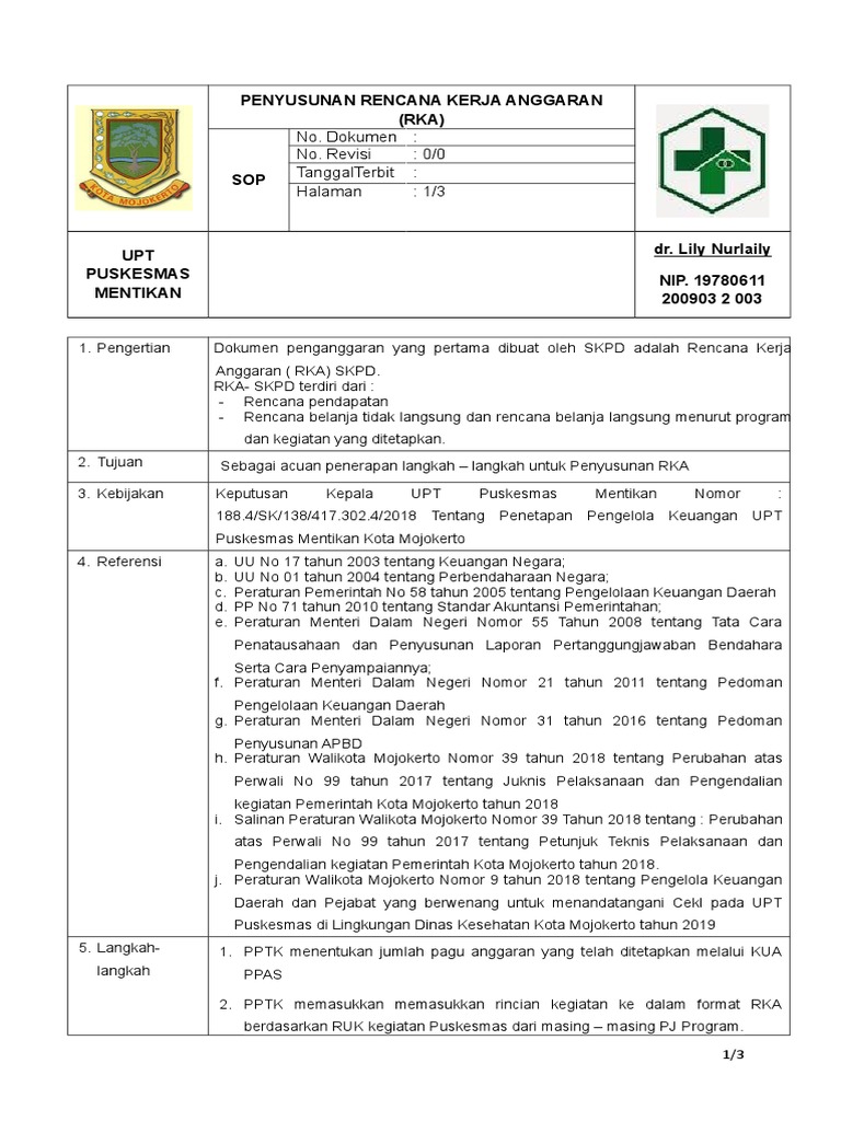 Sop Penyusunan Rka | PDF