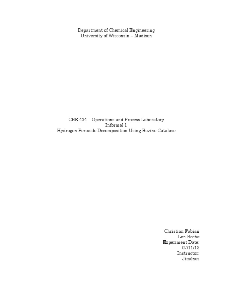 Hydrogen Peroxide Decomposition | Download Free PDF | Catalase | Enzyme ...