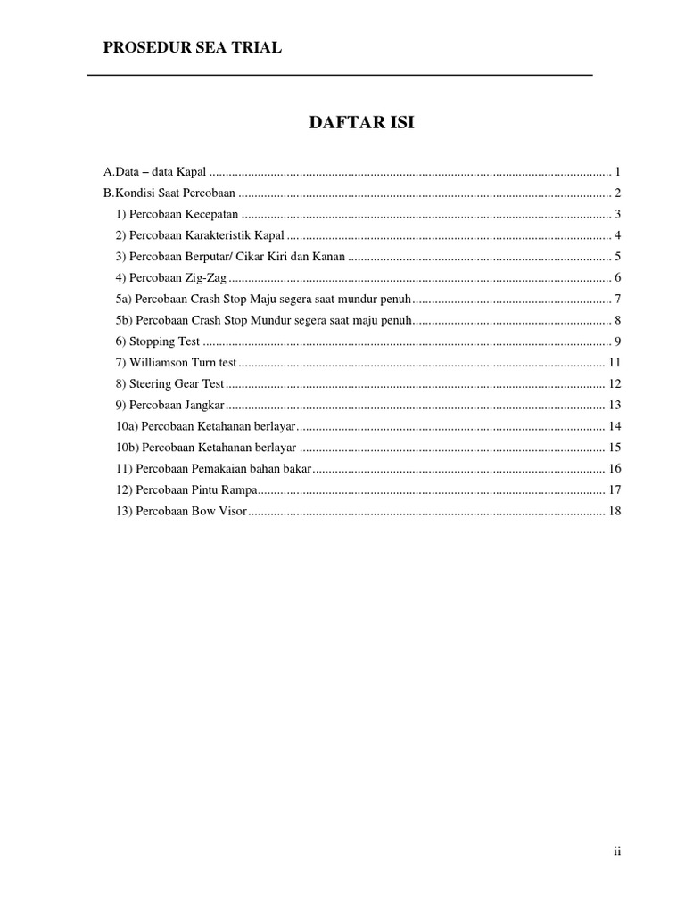 Prosedur dan Uji Sea Trial Kapal | PDF